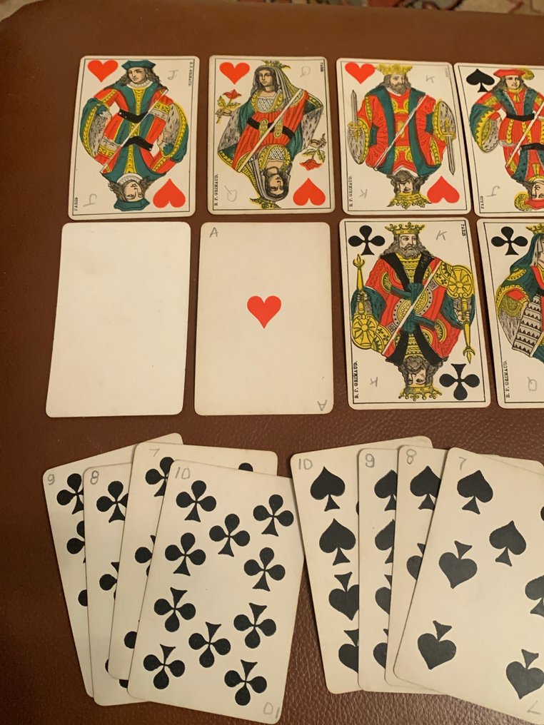 Carte da gioco - Scarce 19c rare BP Grimaud Piquet 32 Playing Card Set ...