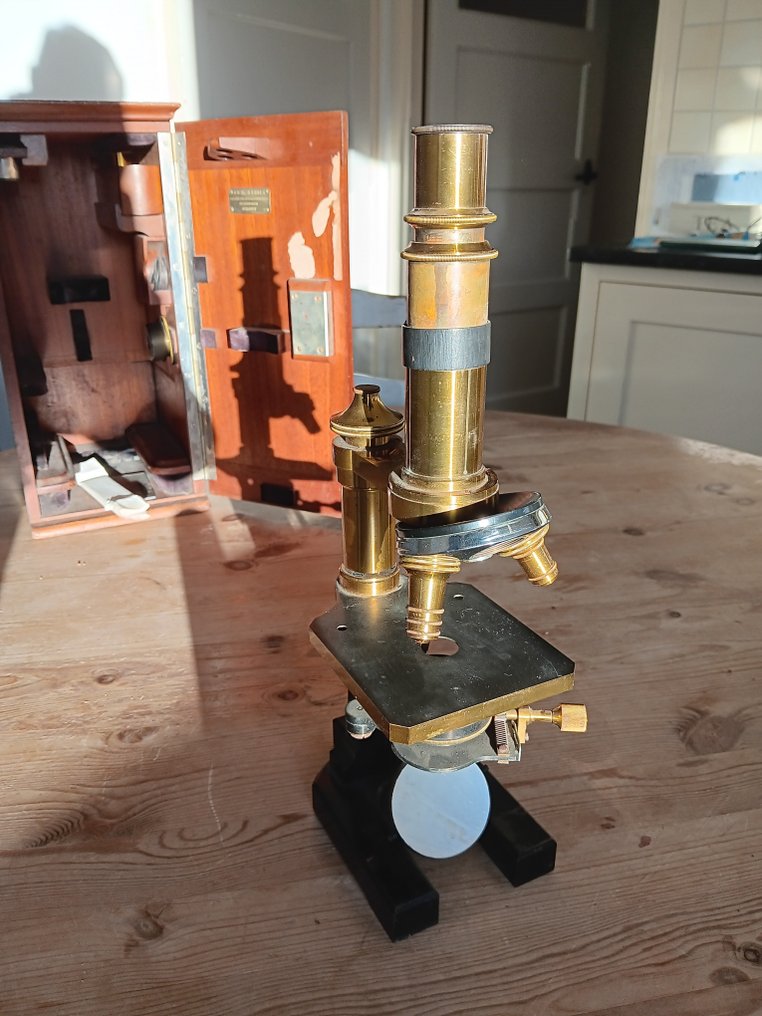 Microscope - Carl Zeiss antique microscope with original wooden ...