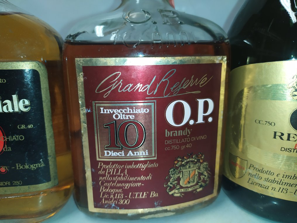 Italian Brandy collection - Oro Pilla x4, Moroni, 3 Valletti, Stock ...