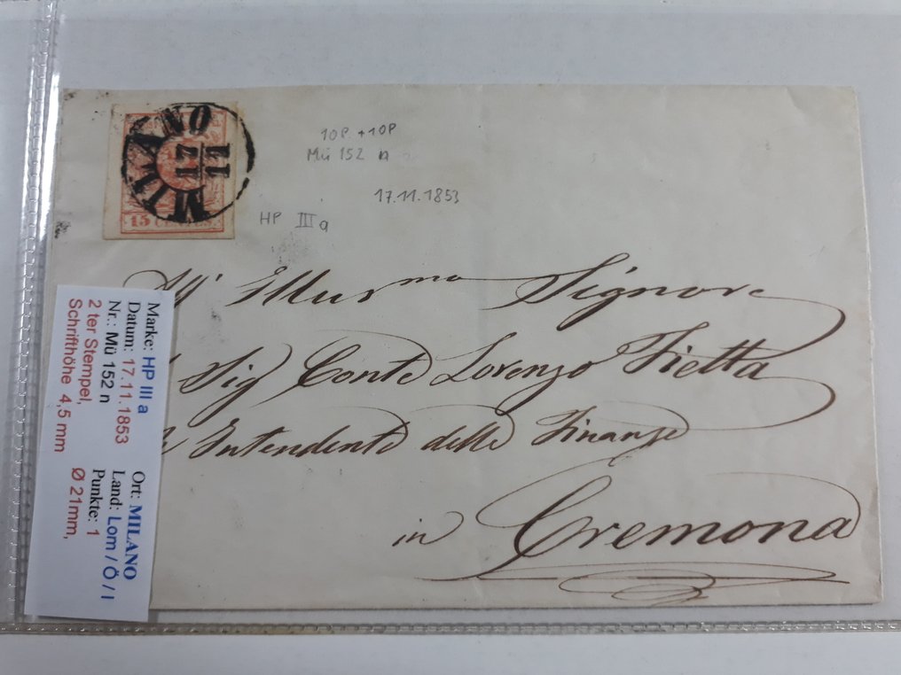 Italian Ancient States - Lombardo Veneto 1850/1864 - extensive letter ... Italian Ancient States - Lombardo Veneto 1850/1864 - extensive letter ...