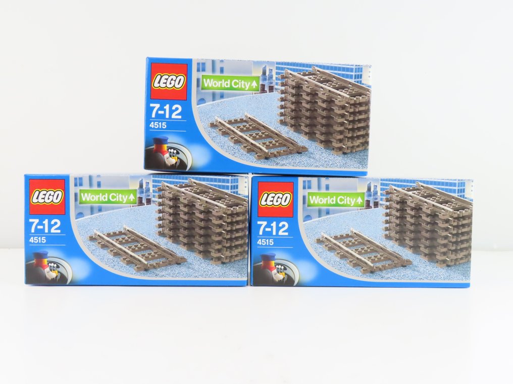 Lego - City - 4515 - 3 dozen met 8 halve stukken rechte rails ...