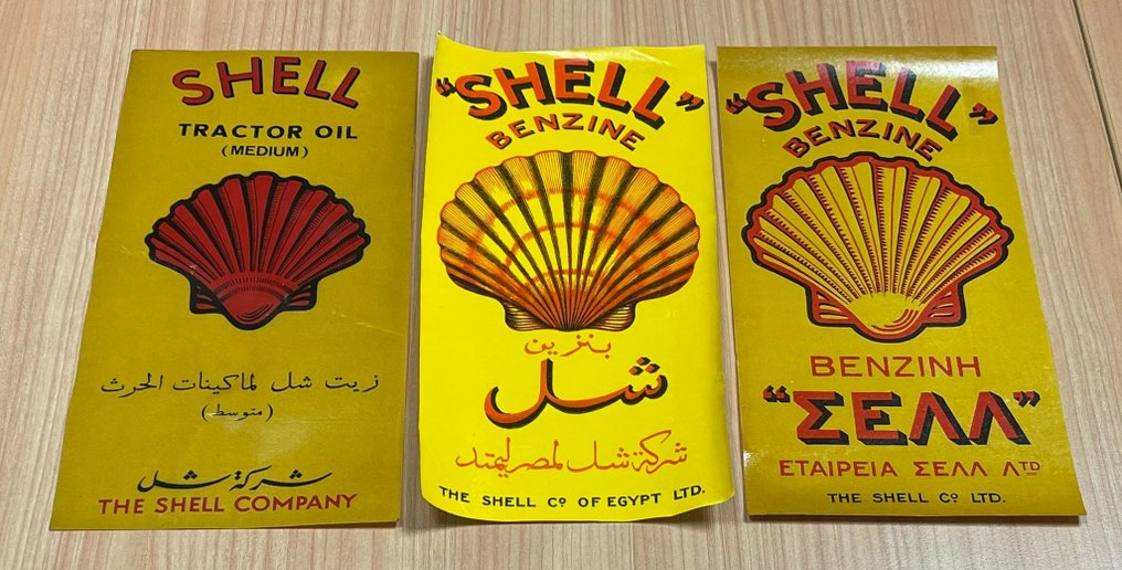 Shell - 3 Large Original Shell Benzine Labels 1930s - Jaren 1930 - Catawiki