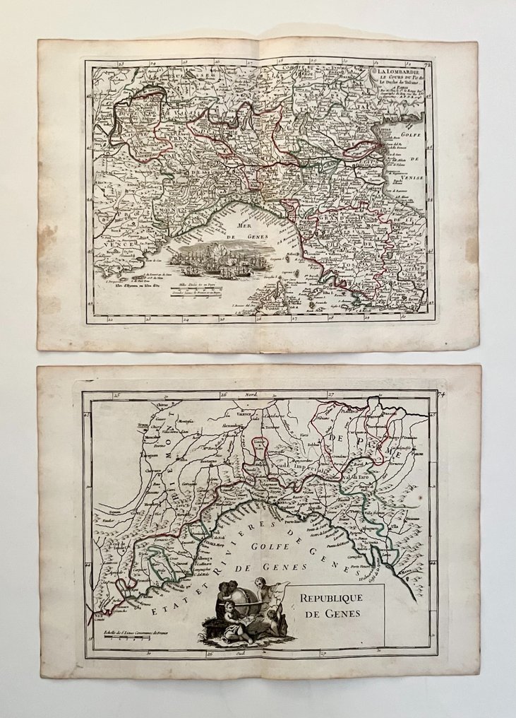 Europa, Mappa - Italia/Nord Italia/Lombardia/Toscana/Genova/Liguria; G ...