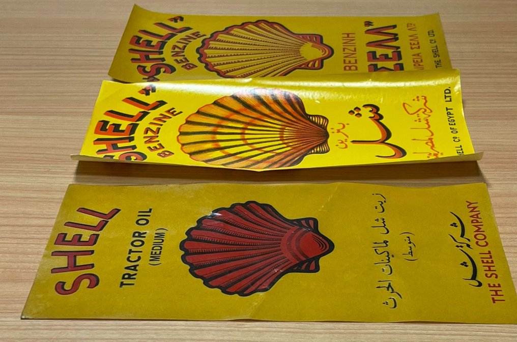 Shell - 3 Large Original Shell Benzine Labels 1930s - Jaren 1930 - Catawiki
