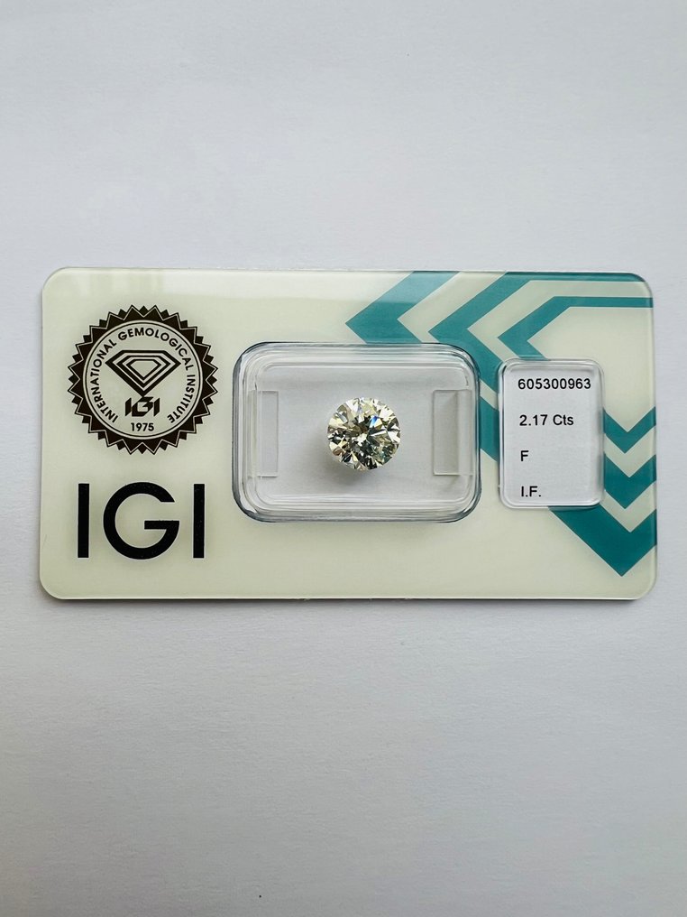 1 pcs Diamant - 2.17 ct - Brillant - F - IF (pas d'inclusions), 3Ex None Ideal Cut - Catawiki