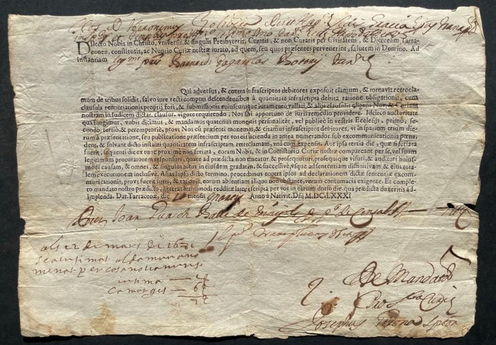 Document - Holy Inquisition censor - Excommunication sentence - 1681 ...