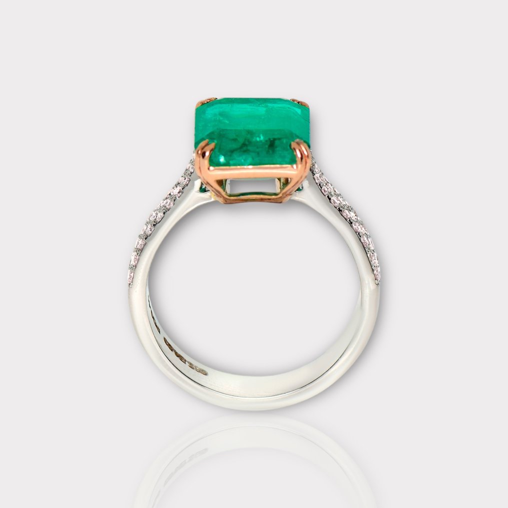 No Reserve Price Ring Rose Gold White Gold 448ct Emerald Emerald Diamond Catawiki