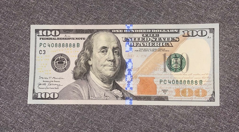 Verenigde Staten. - 100 Dollars 2017A - serial number PC40888888 - Catawiki