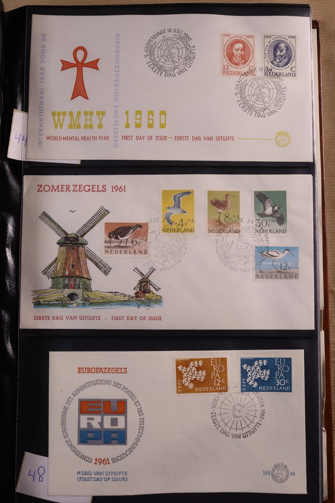 Nederland 1958/2012 - Gevorderde collectie FDC's in 5 PSIII FDC albums - Tussen NVPH E35 en E663 ...