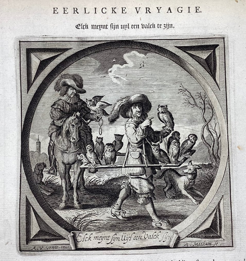 Jacob Cats/ Adriaen Van Venne - 7 fogli da "Alle de Wercken" - 1655 ...