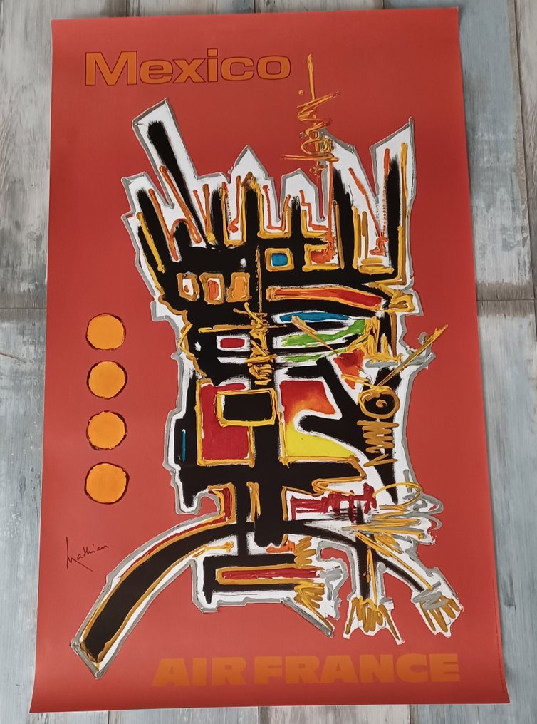 Georges Mathieu - AIR FRANCE MEXICO ORIGINAL TRAVEL POSTER 1968 - 1960s ...