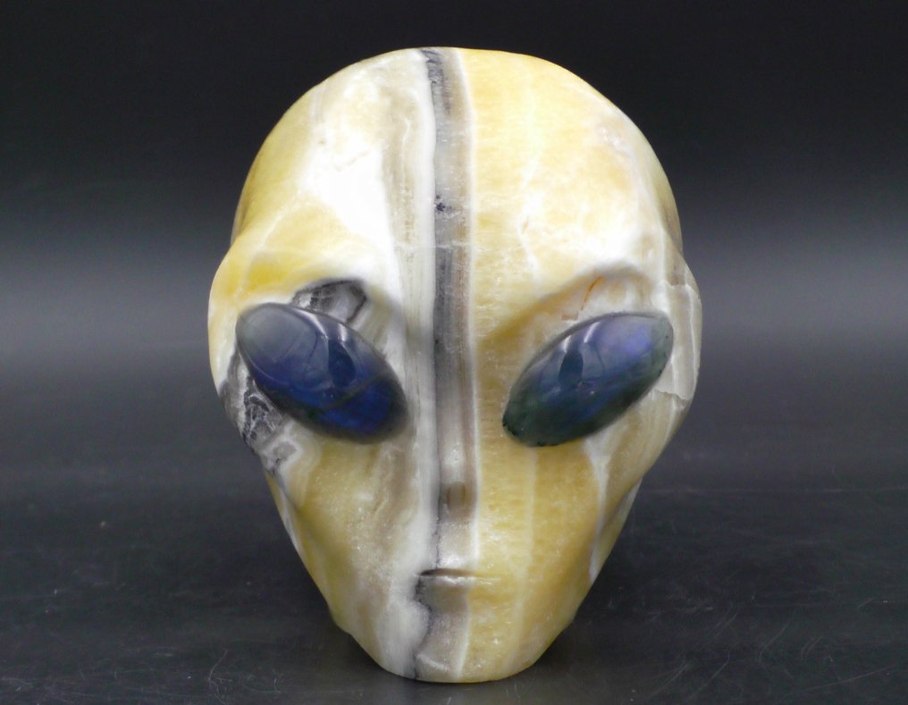 Impressive Jasper Alien Crystal Skull with Labradorite Eyes - With ...