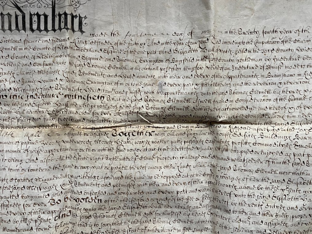 [England - Charles 11 era] - Vellum Indenture Conveyance of an 8th Part ...