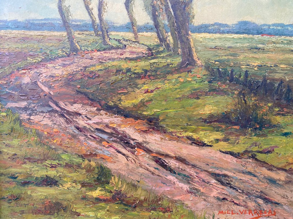 Miel Verrecas (1919-1996) - Landweg met bomenrij rond Brugge - Catawiki