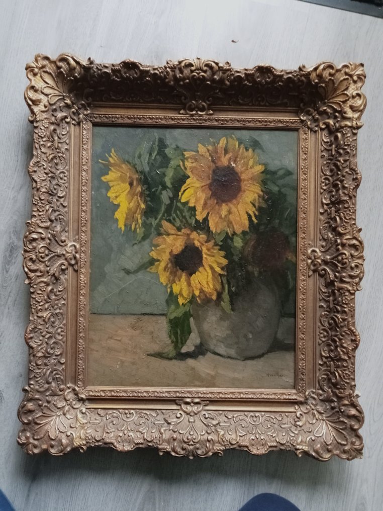 H van Riet (1883-1962) - Stilleven met zonnebloemen - Catawiki
