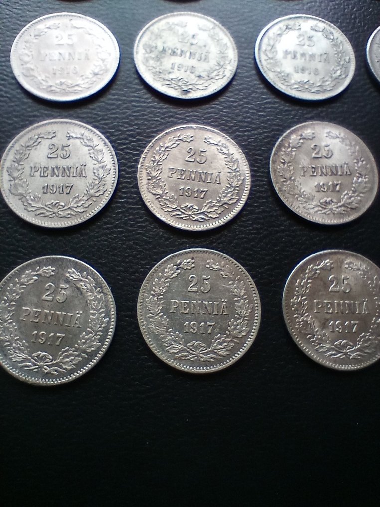 Finnland, Russland. Nicholas II (1894-1917). Lot of 20 x 25 Penniä 1916 & 1917 S - Catawiki