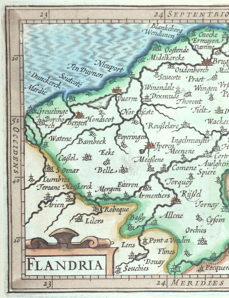 Europe, Map - Belgium / Flanders; Hondius - Flandria - 1621-1650 - Catawiki