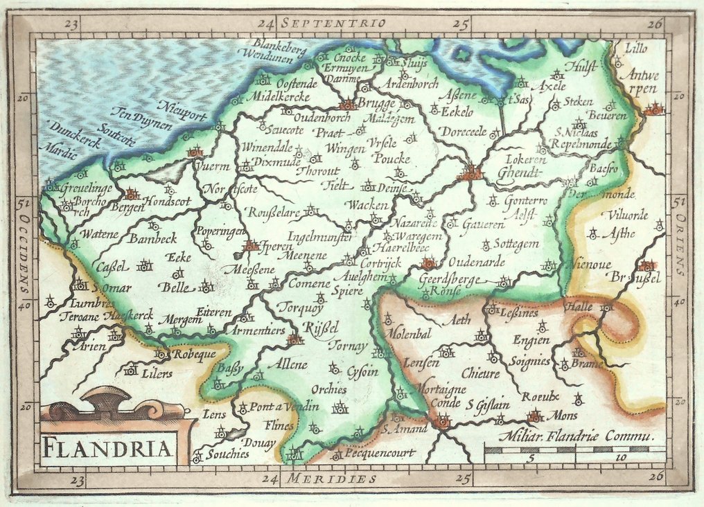 Europe, Map - Belgium / Flanders; Hondius - Flandria - 1621-1650 - Catawiki