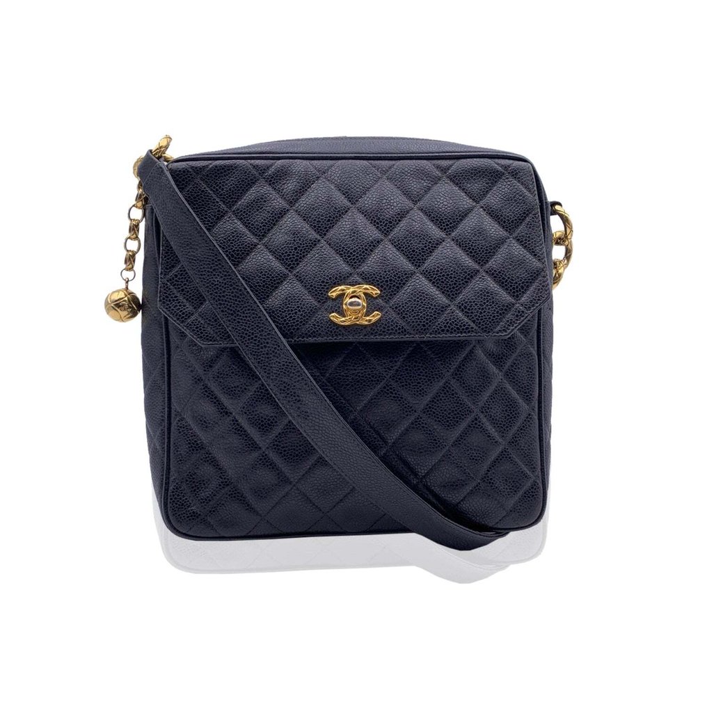Chanel - Vintage Black Caviar Quilted Leather Crossbody Bag Crossbody ...