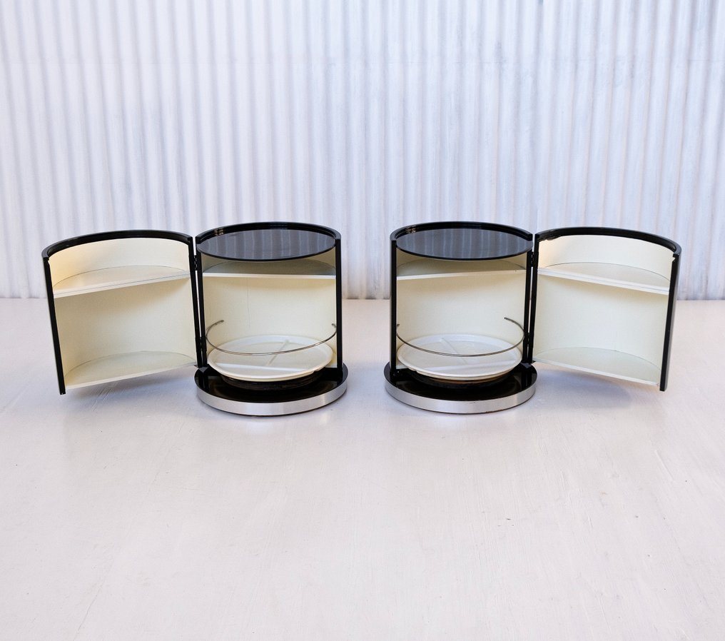 Mario Sabot - Willy Rizzo - Nightstand (2) - Plastic, Steel, Wood ...