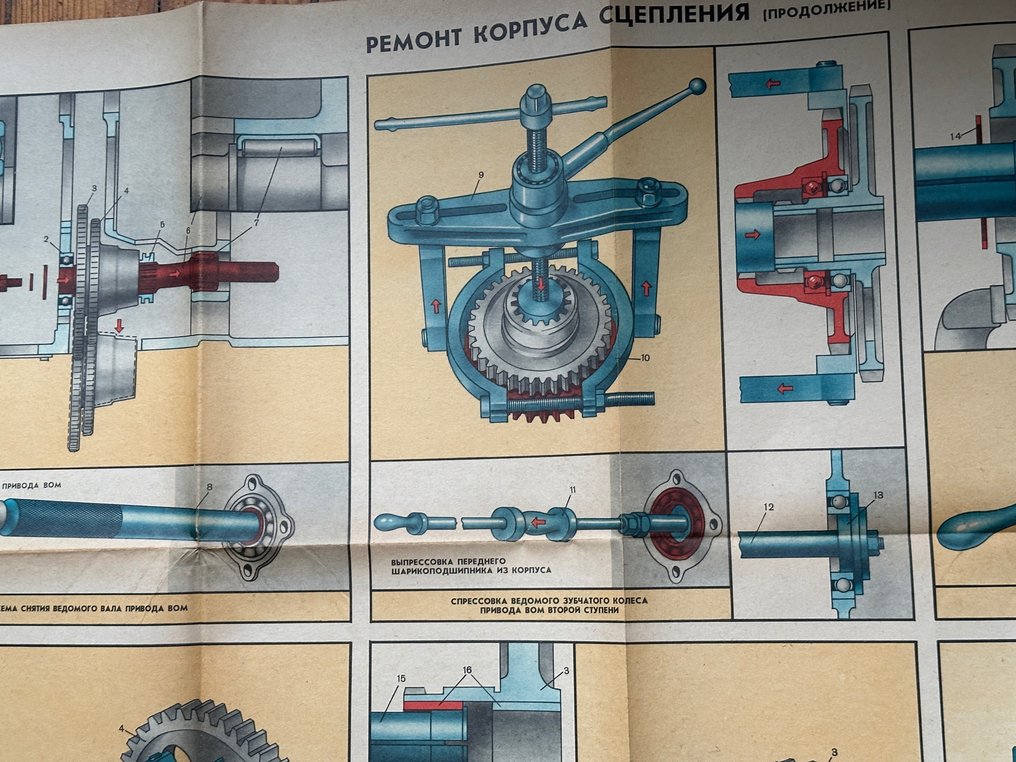 N/A - Lot of 3 Engines Technical Drawing Poster Mechanics - 1980s ...