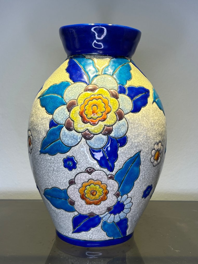 Keramis Boch, Boch Frères, Keramis Charles Catteau - Vase - Vase ovoïde à col évasé - Faïence ...