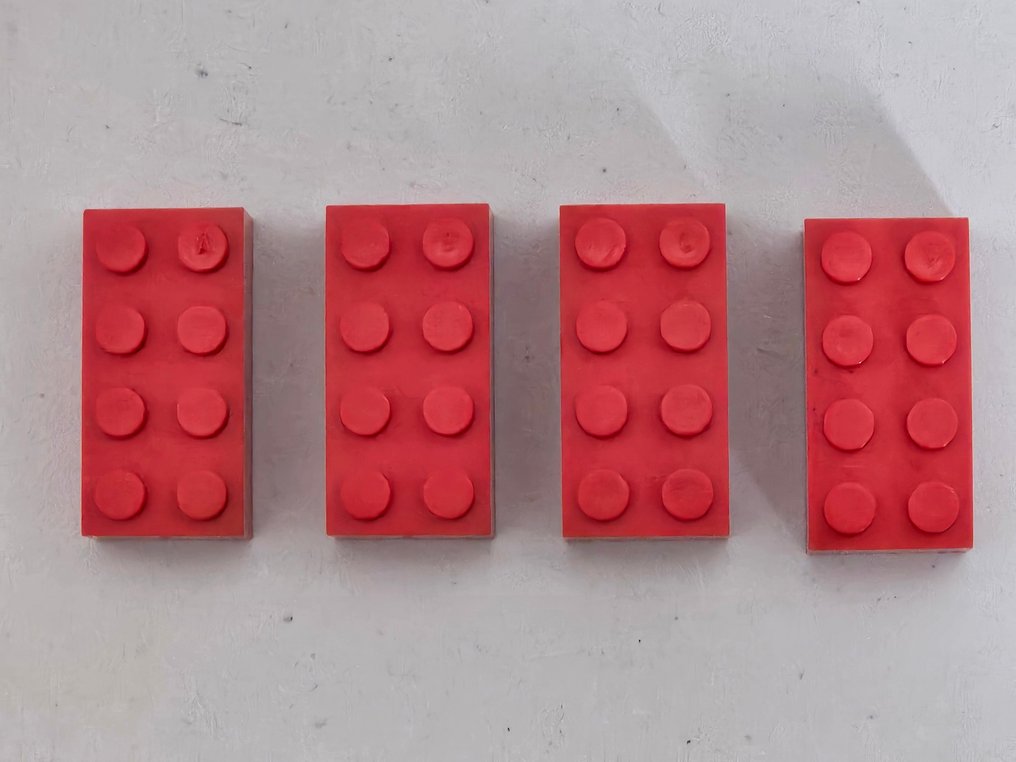 Lego - Test Stenen - Serie van 4 unieke rode teststenen van Bayer uit ...