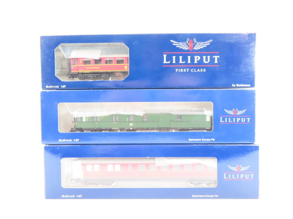 Liliput H0 - 385511/382701/329356 - Model train passenger carriage (3) - 3 Express train ...