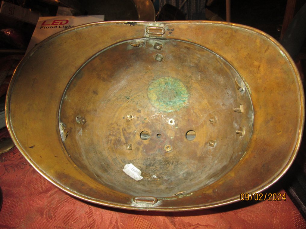 France - Firefighter helmet 1885 from VENDREST department 77 Seine et ...