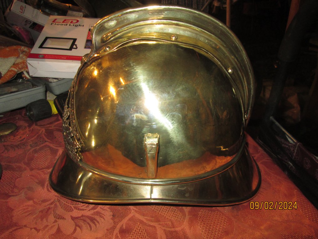 France - Firefighter helmet 1885 from VENDREST department 77 Seine et ...