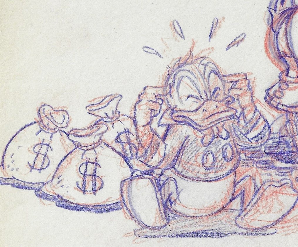 Millet - 1 Pencil drawing - Uncle Scrooge - preparados por el ataque - 2024 - Catawiki