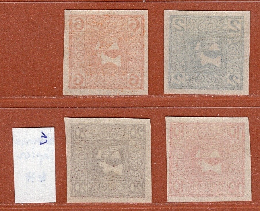 Austria 1908/1910 - Set of newspaper stamps, thin paper - ANK 157y-160y ...