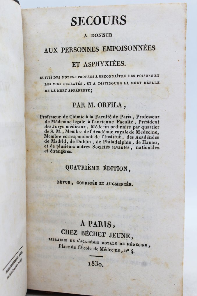 Mathieu Orfila - Secours à Donner aux Personnes Empoisonnées et ...