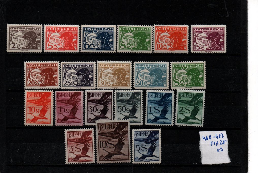 Austria 19251925 Airmail Issue 1925 Complete Set Mint Never Hinged Katalognummer 468 487 
