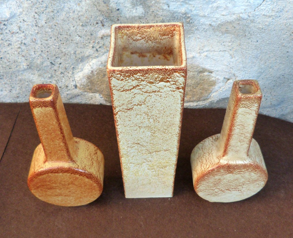 Bertoncello Ceramiche - Lotto tre vasi screziati Bertoncello - Vase (3 ...