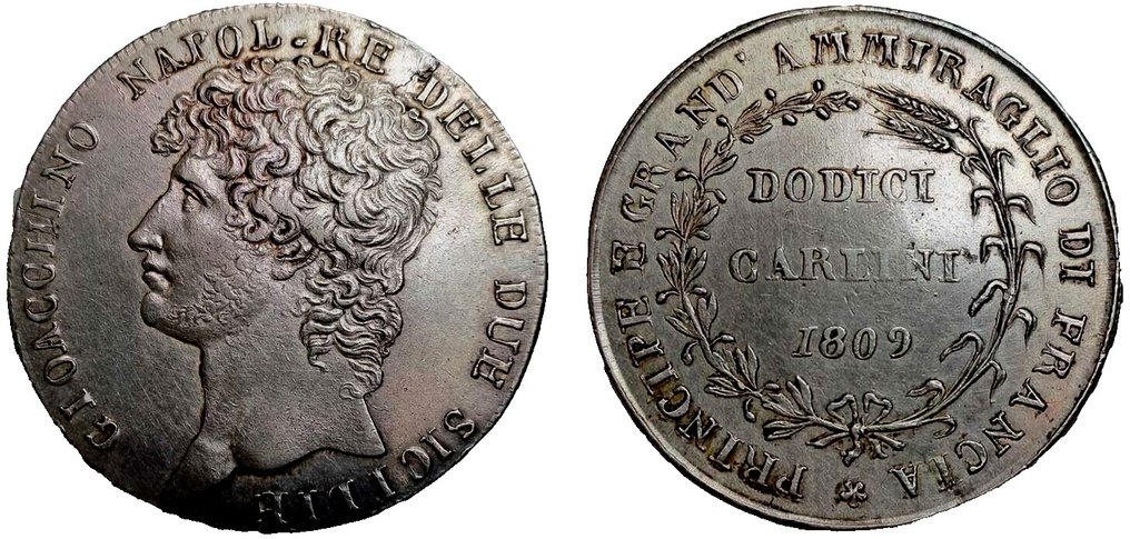 Italia, Regno delle due Sicilie. Gioacchino Napoleone Murat (1808-1815). Piastra da 12 Carlini ...