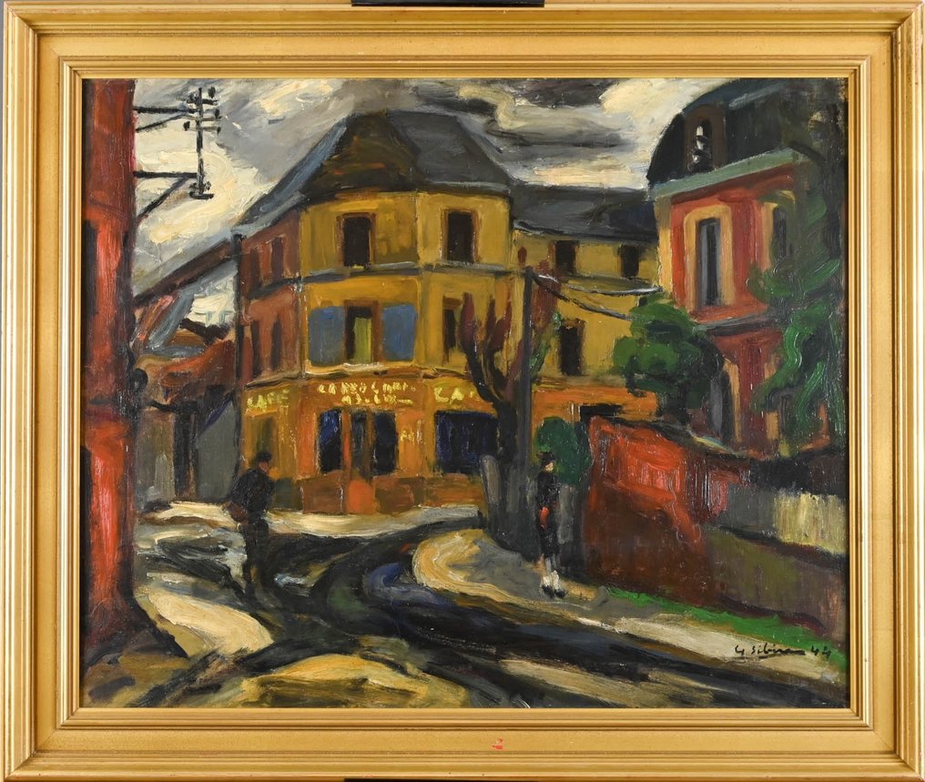 Gaston Sebire (1920-2001) - Le café "Le bon coin" à l'île Lacroix, Rouen - Catawiki