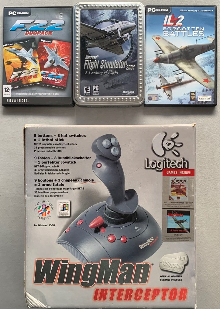 Logitech - WingMan Interceptor joystick [PC] + 4 Flight games - Video ...