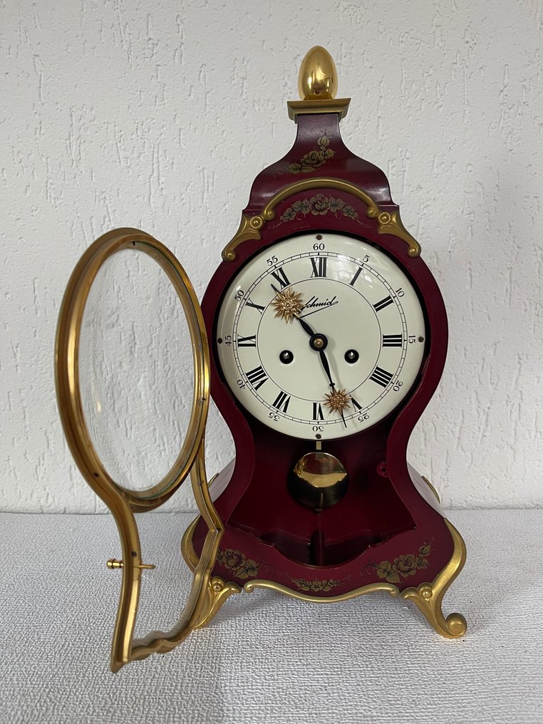 Mantel clock - Neuchâteloise clock - Schmid - Bronze, Glass, Wood ...