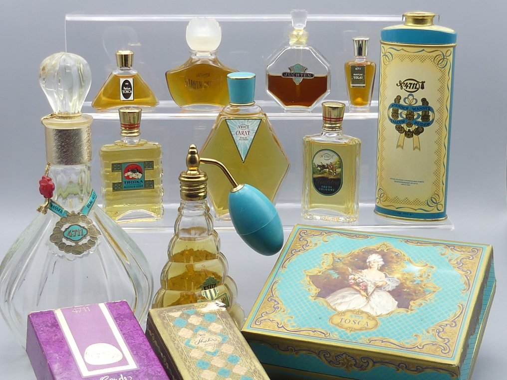 Perfume flask (13) - Old perfume collection (13 pieces) with rare ...