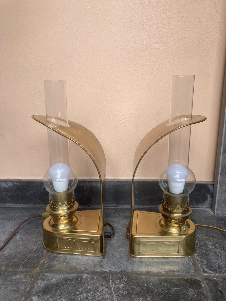 DHR - Den Haan Rotterdam - Ship's lamp (2) - Bulkhead lamp - Brass ...