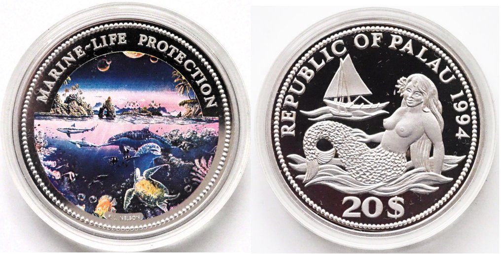 Palau. 20 Dollars 1994 Marine-Life Protection, 5 Oz (.999) - Catawiki