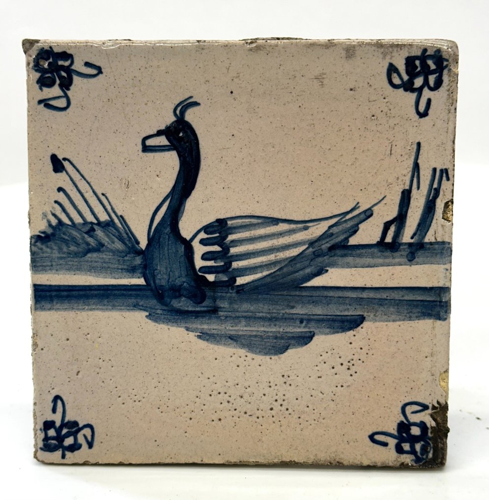 Carreau - Delft, Plateelbakkerij - Twee Antieke 17e/18e Eeuwse Delfts ...