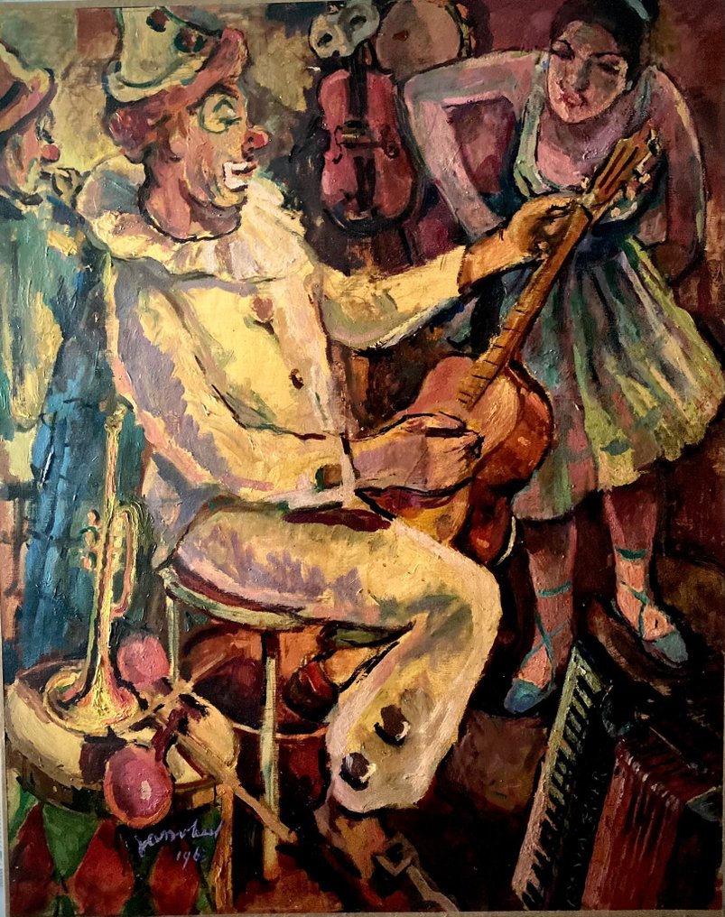 Jan van Heel (1898-1990) - Clown en danseres met de muziek instrumenten - Catawiki