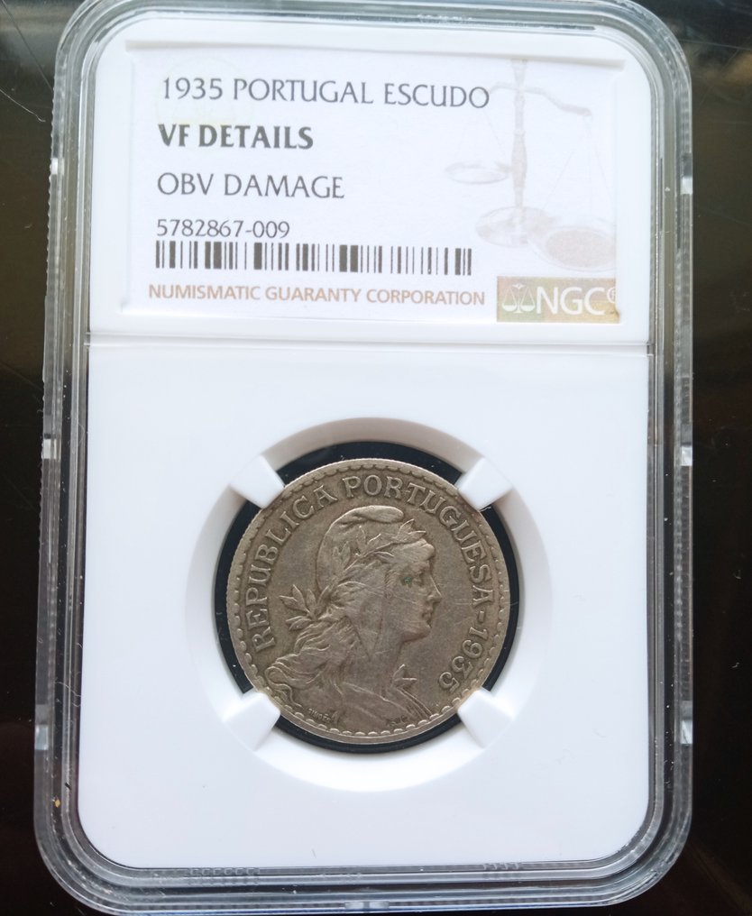 Portugal. Republic. 1 Escudo 1935 VF Details - Catawiki