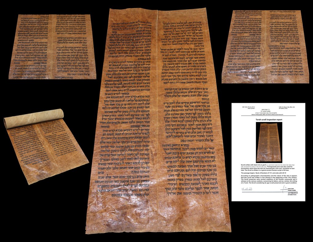 Torah Bible Jewish Vellum Manuscript Fragment 350 Yrs Old From Persia ...
